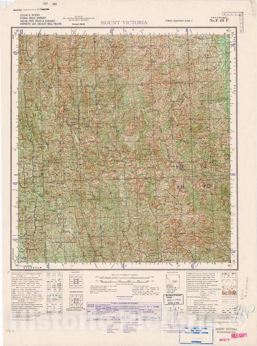 Map : Assam & Burma, Lushai Hills District, Akyab, Chin Hills & Pakokk ...