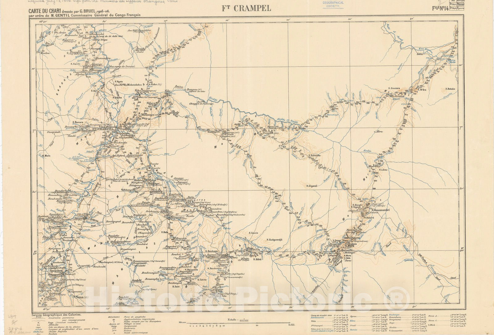Map : Chari River, 1909 3, Carte du Chari , Antique Vintage Reproducti ...
