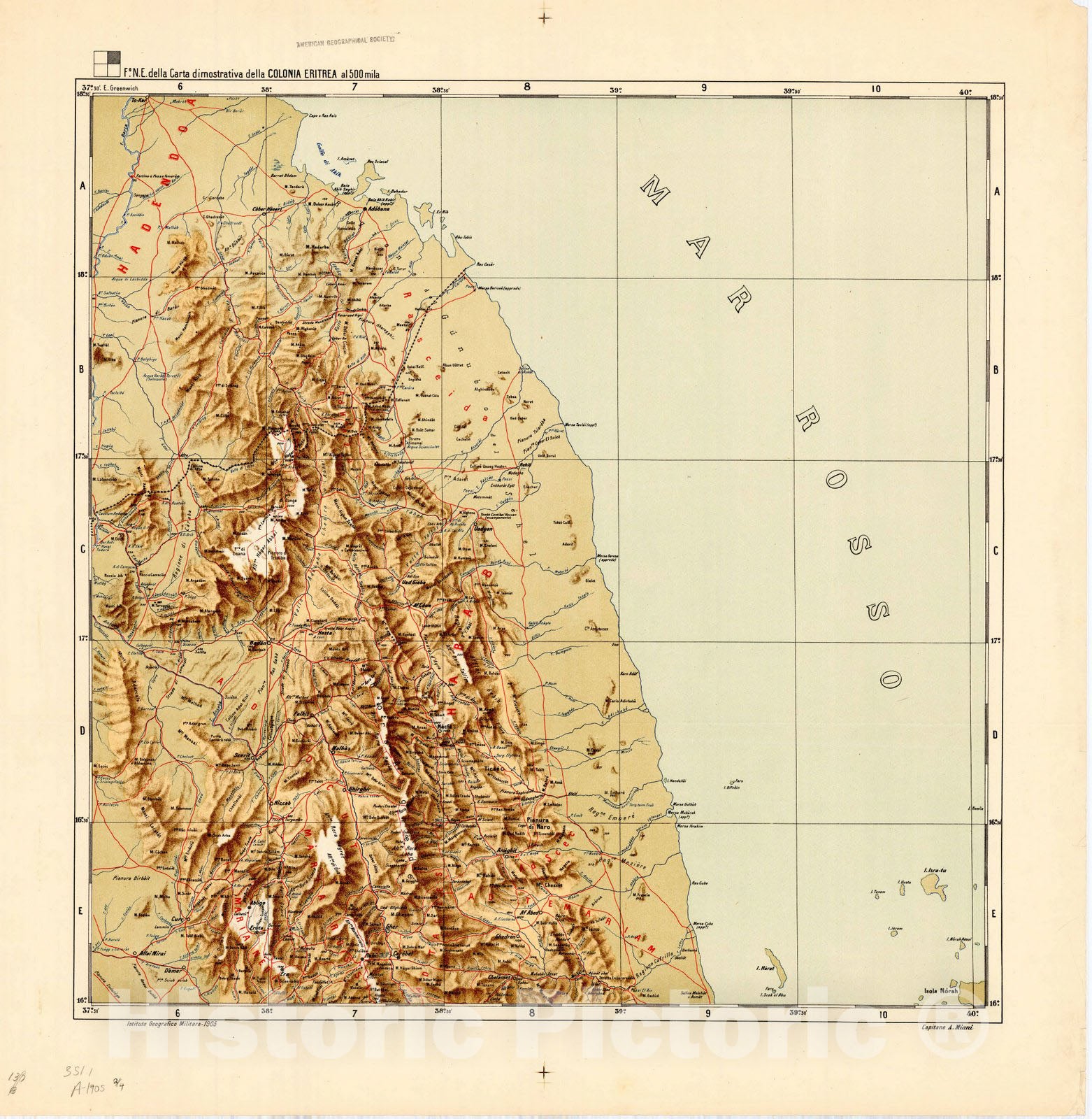 Map : Eritrea 1905 2, Carta dimostrativa della Colonia Eritrea , Antiq ...
