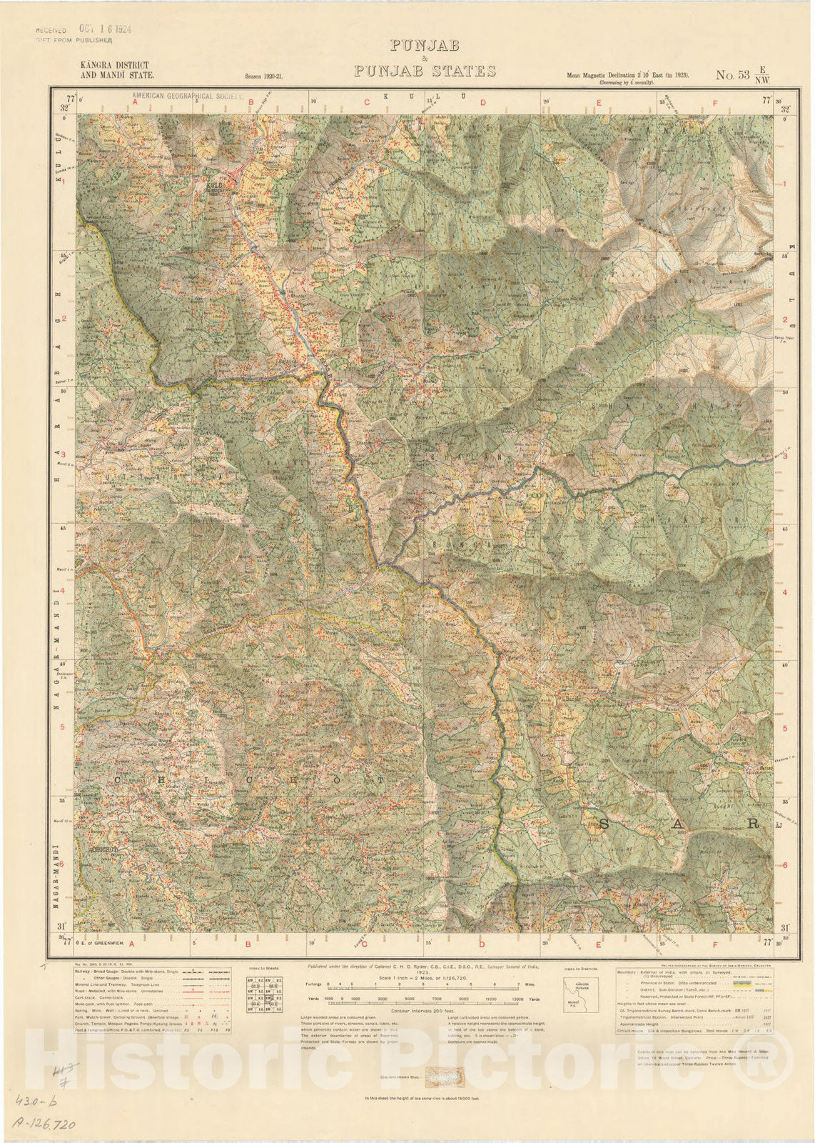 Map : Kangra District and Mandi State, PUnjab & Punjab States, No. 53 ...