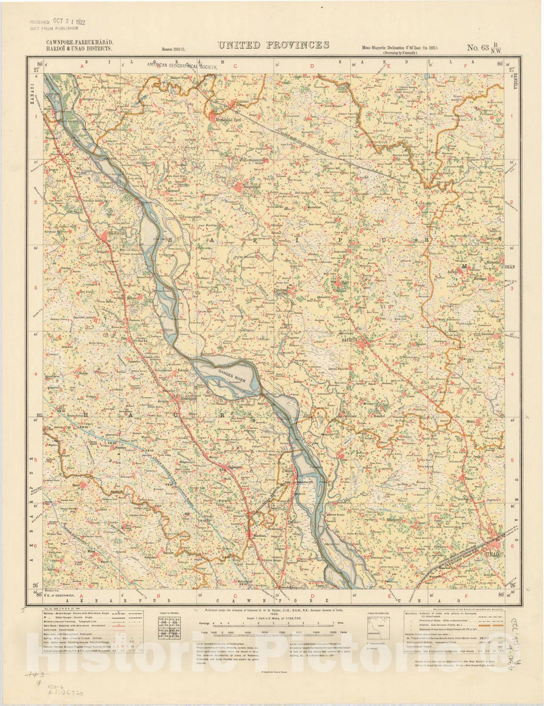 Map : Cawnpore, Farrukhabad, Hardoi & Unao Districts, United Provinces ...