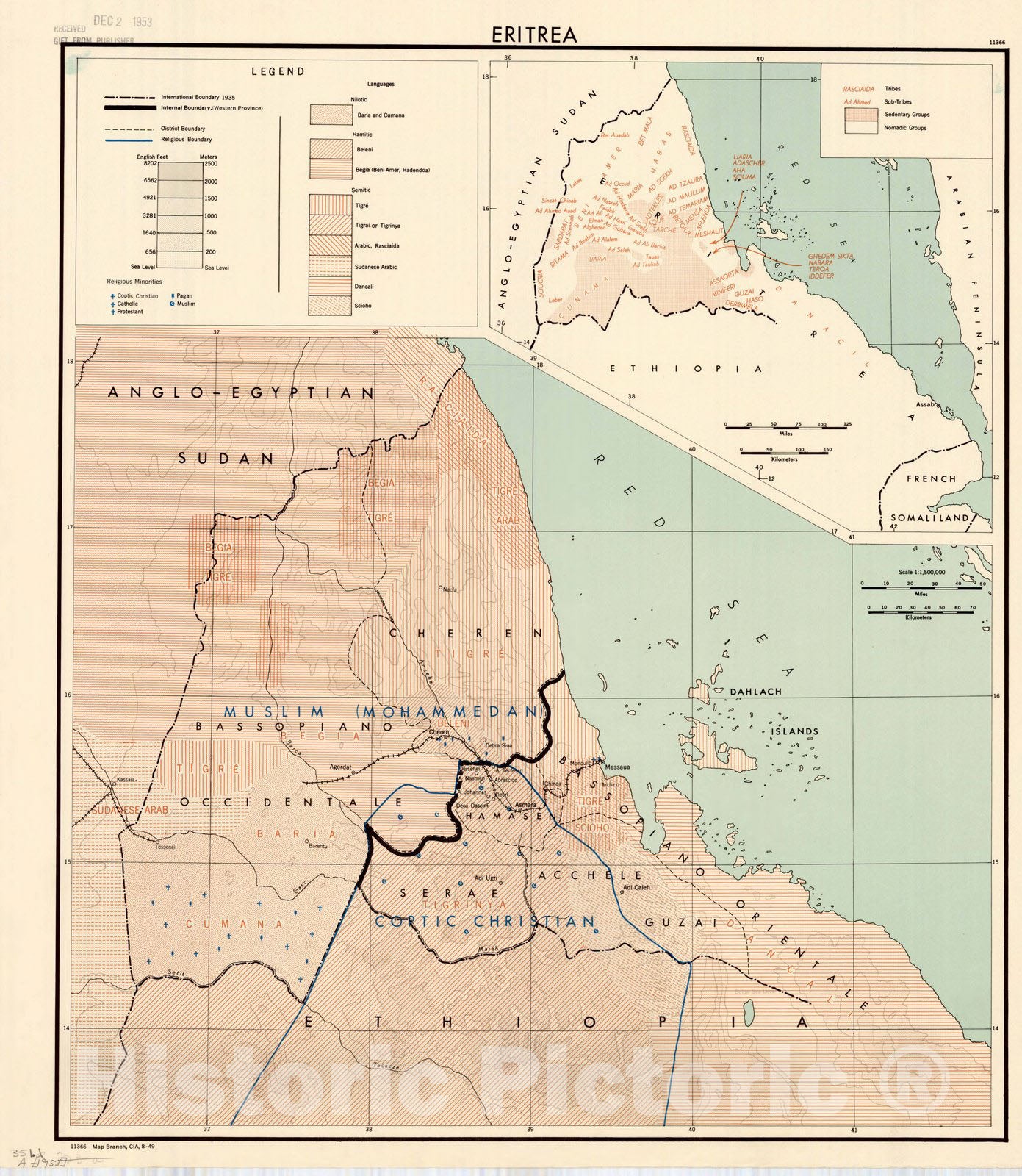 Map : Eritrea 1949, Eritrea , Antique Vintage Reproduction – Historic ...