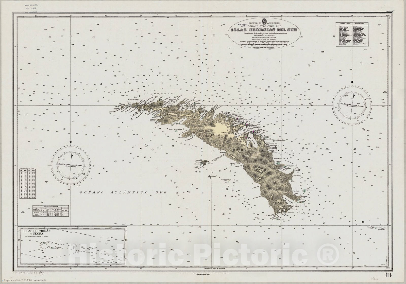Map : South Georgia and South Sandwich Islands 1963, Republica Argenti ...