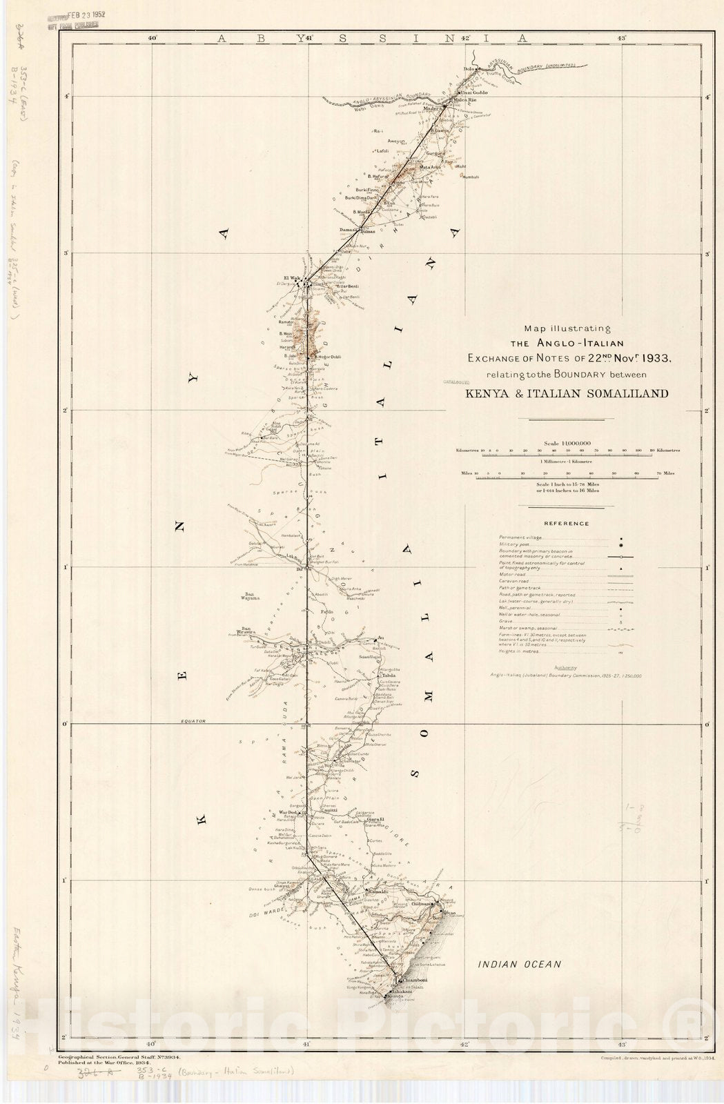 Map : Kenay 1934, Map illustrating the Anglo-Italian exchange of notes ...