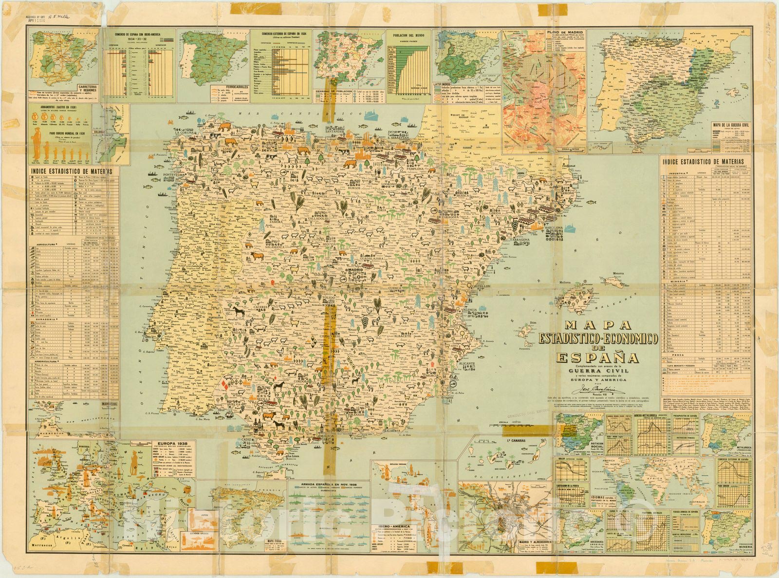 Map : Spain 1938, Mapa estadistico-economico de Espana complementado c ...