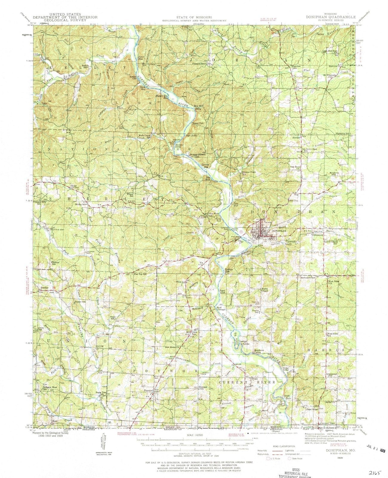1939 Doniphan, MO - Missouri - USGS Topographic Map - Historic Pictoric