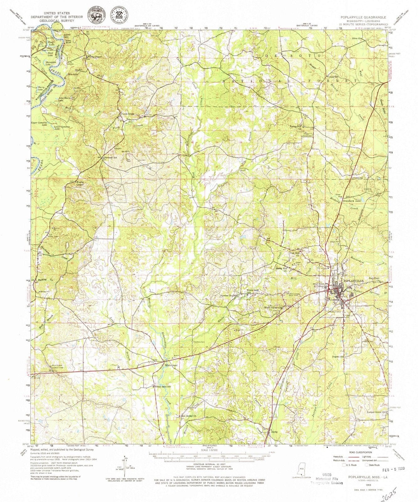 1959 Poplarville, MS - Mississippi - USGS Topographic Map – Historic ...