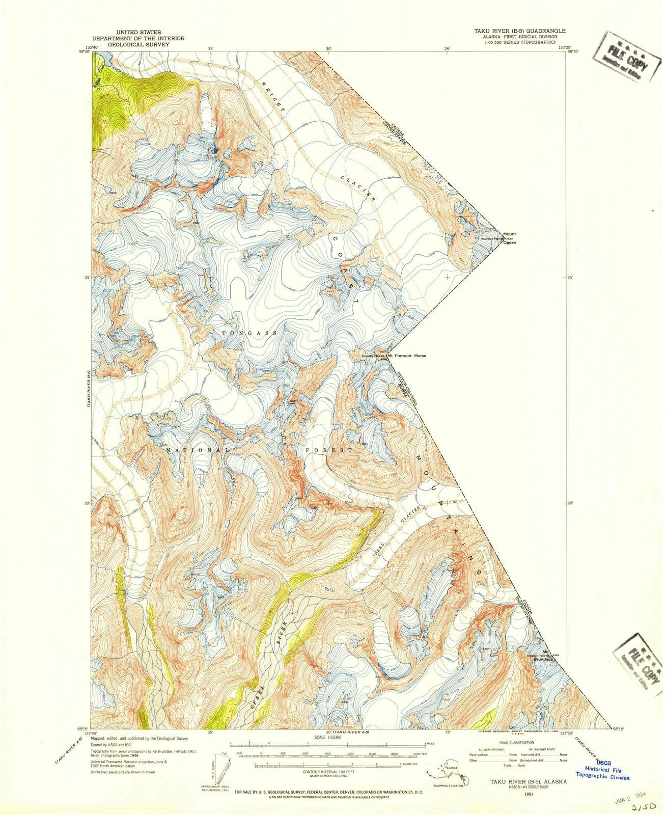 1951 Taku River, AK - Alaska - USGS Topographic Map v5 – Historic Pictoric