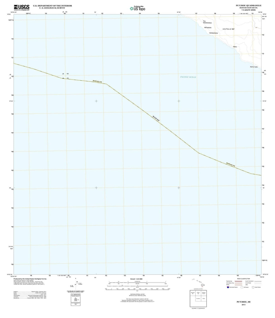 2013 Puuhou, HI - Hawaii - USGS Topographic Map – Historic Pictoric