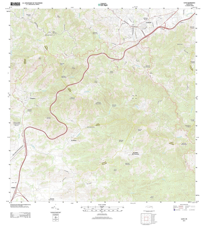 2013 Cayey, PR - Puerto Rico - USGS Topographic Map – Historic Pictoric