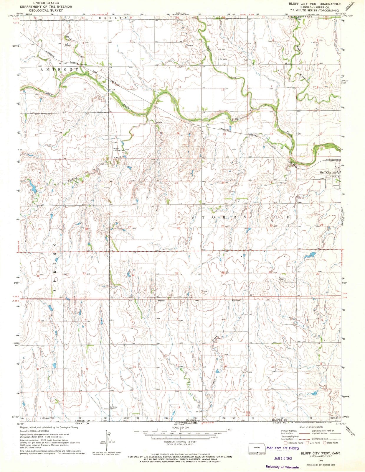 1971 Bluff City West, KS - Kansas - USGS Topographic Map – Historic ...