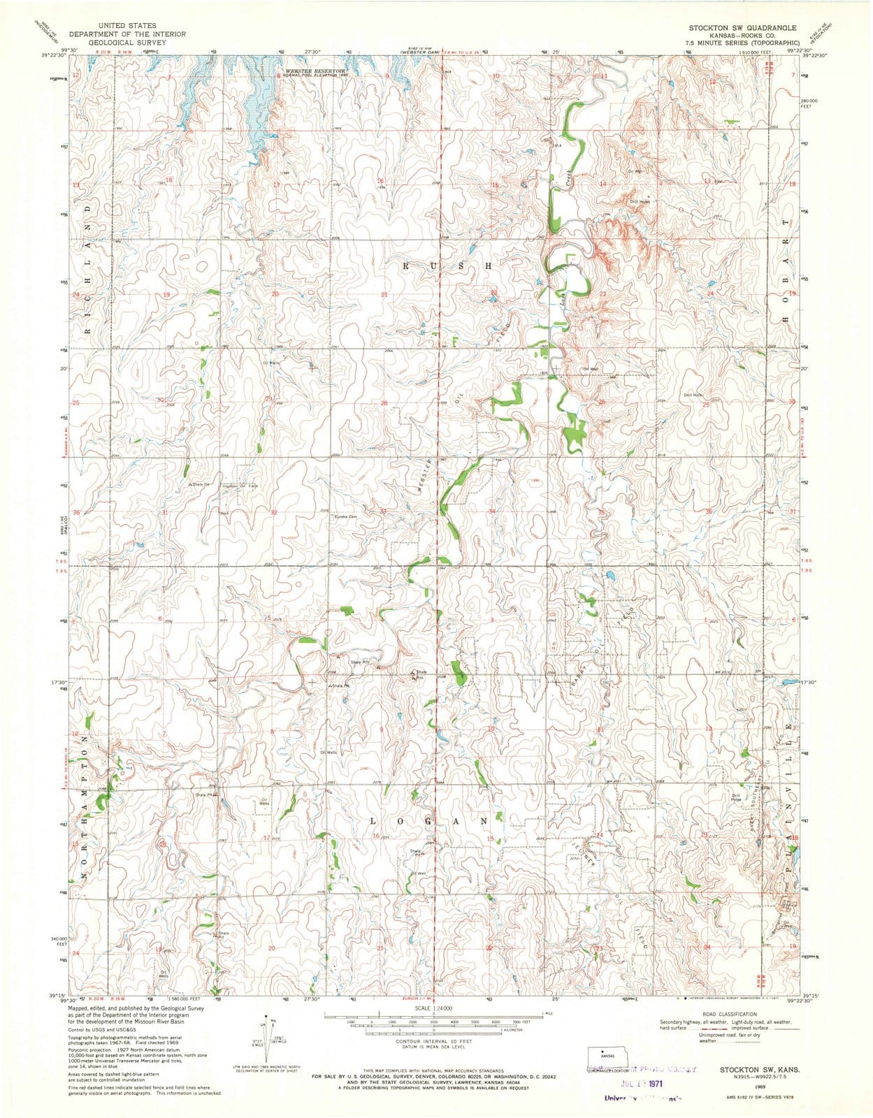 1969 Stockton, KS - Kansas - USGS Topographic Map – Historic Pictoric