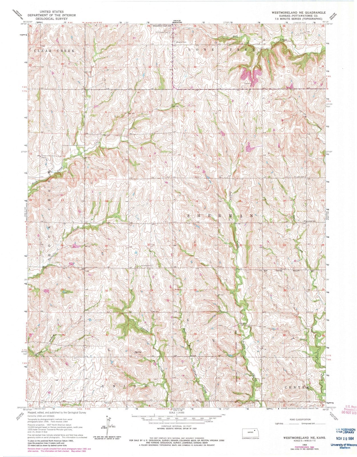 1964 Westmoreland, KS - Kansas - USGS Topographic Map v2 – Historic ...