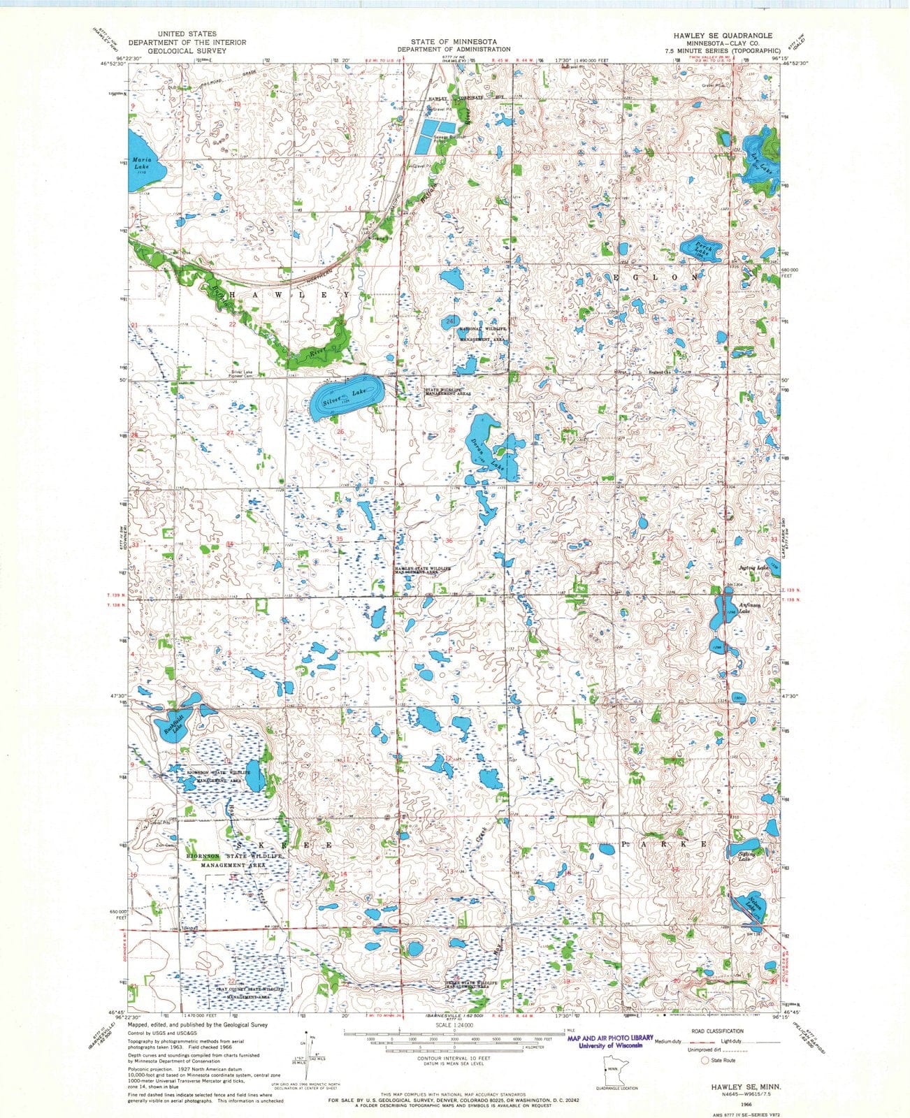 1966 Hawley, MN - Minnesota - USGS Topographic Map – Historic Pictoric