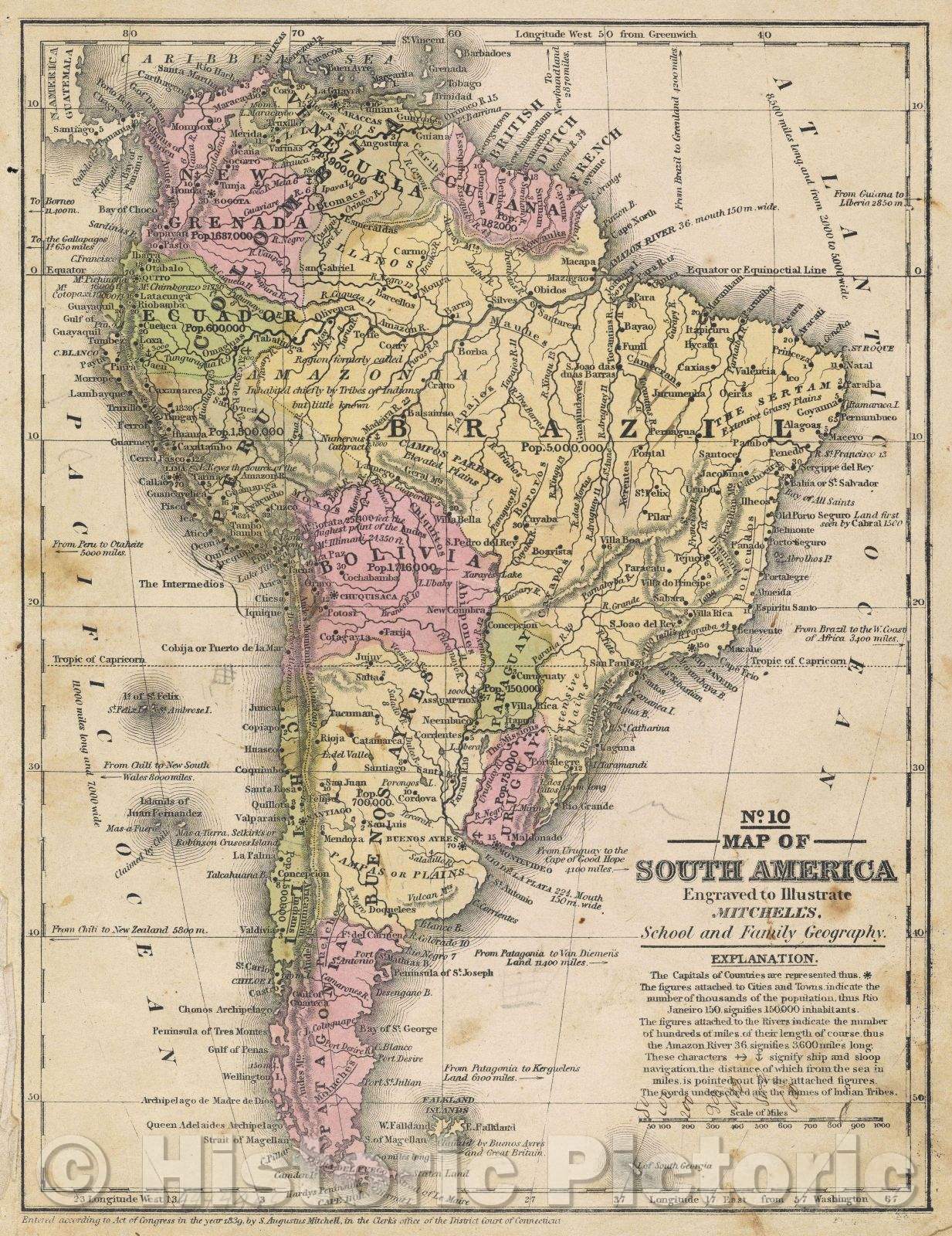 Historic Map : Map of South America, 1839 , Vintage Wall Art , v2 ...