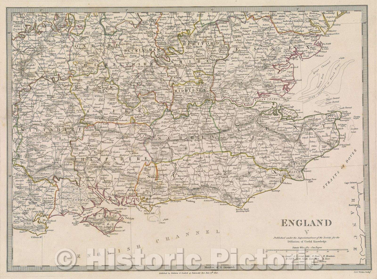 Historic Map : England V, 1830 , Vintage Wall Art – Historic Pictoric