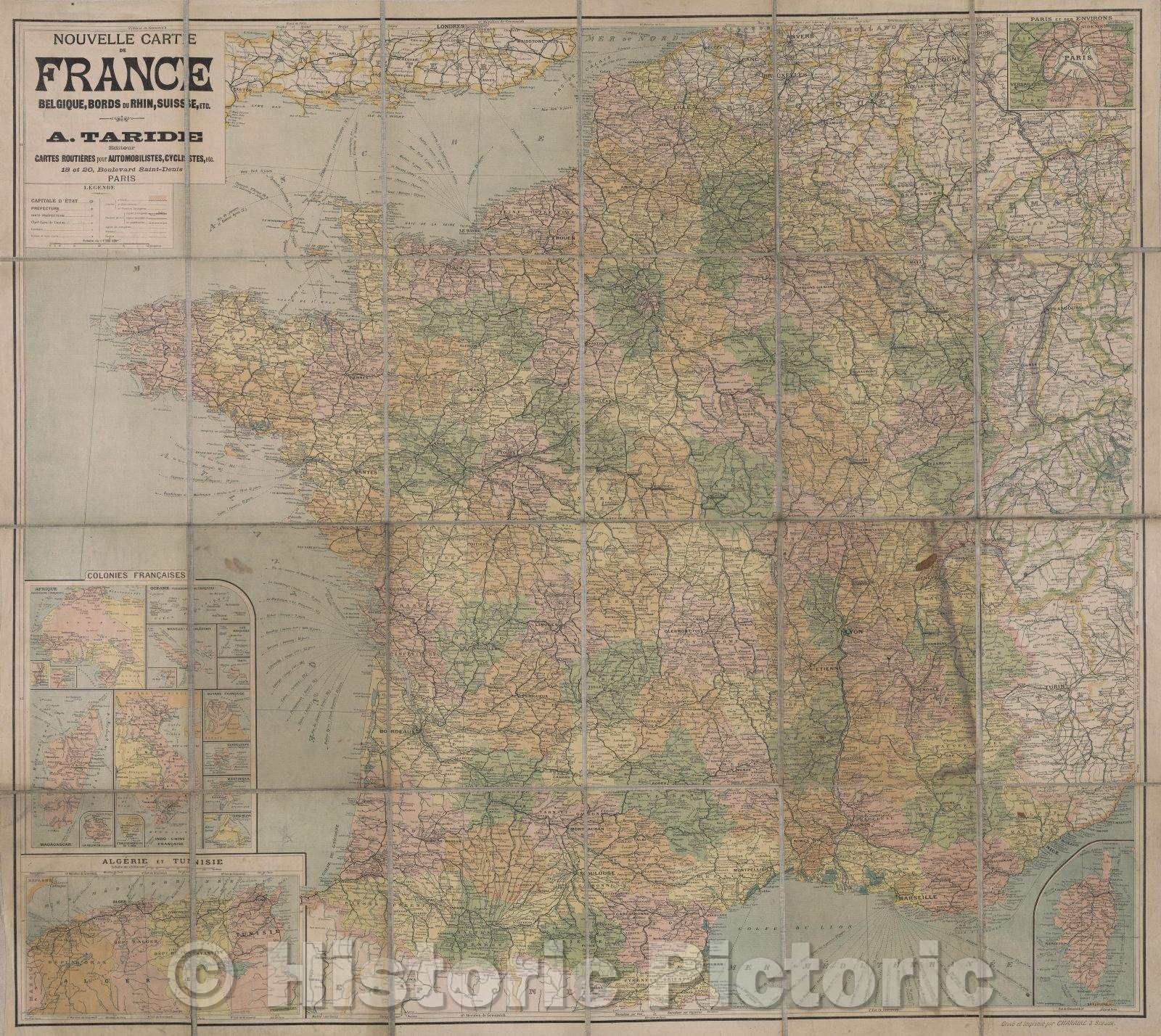 Historic Map : Nouvelle Carte de France, Belgique, bords du Rhin, Suis ...