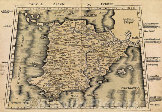 Historic Map : Tabula Secunda Europe, 1520 , Vintage Wall Art ...