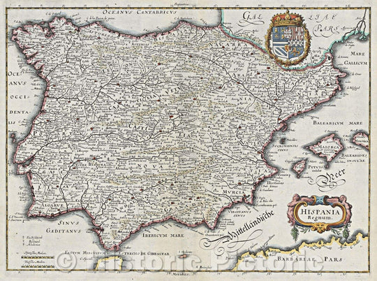 Historic Map : Hispania Regnum., 1695 , Vintage Wall Art – Historic Pictoric