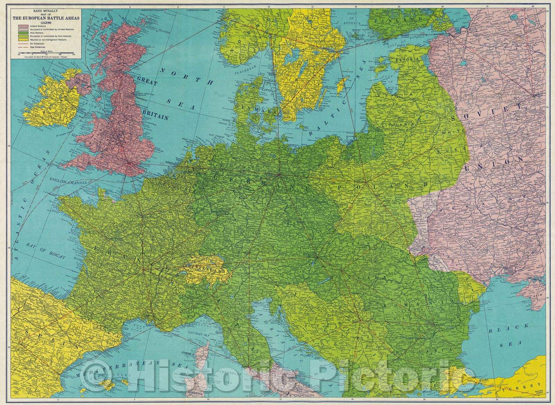 Historic Map : Rand McNally map of the European battle areas, 1944 , V ...