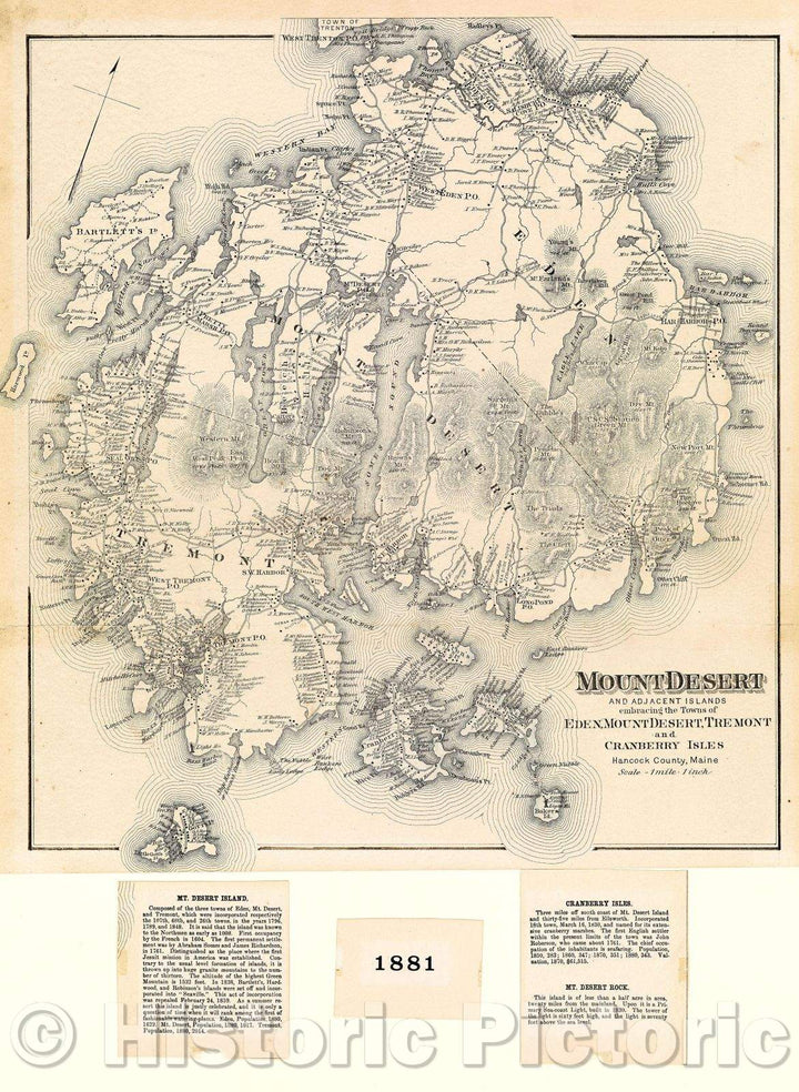 Historic Map : Mount Desert and adjacent islands : embracing the towns ...