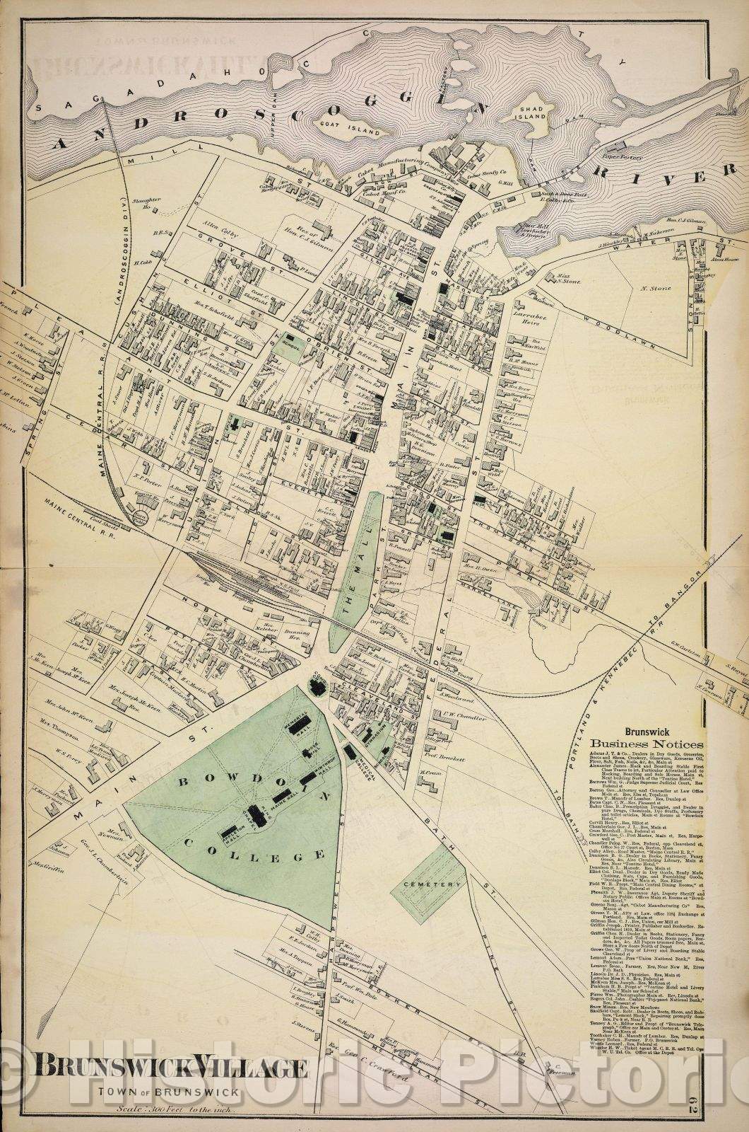 Historic Map : Brunswick Village Town of Brunswick from Cumberland Cou ...