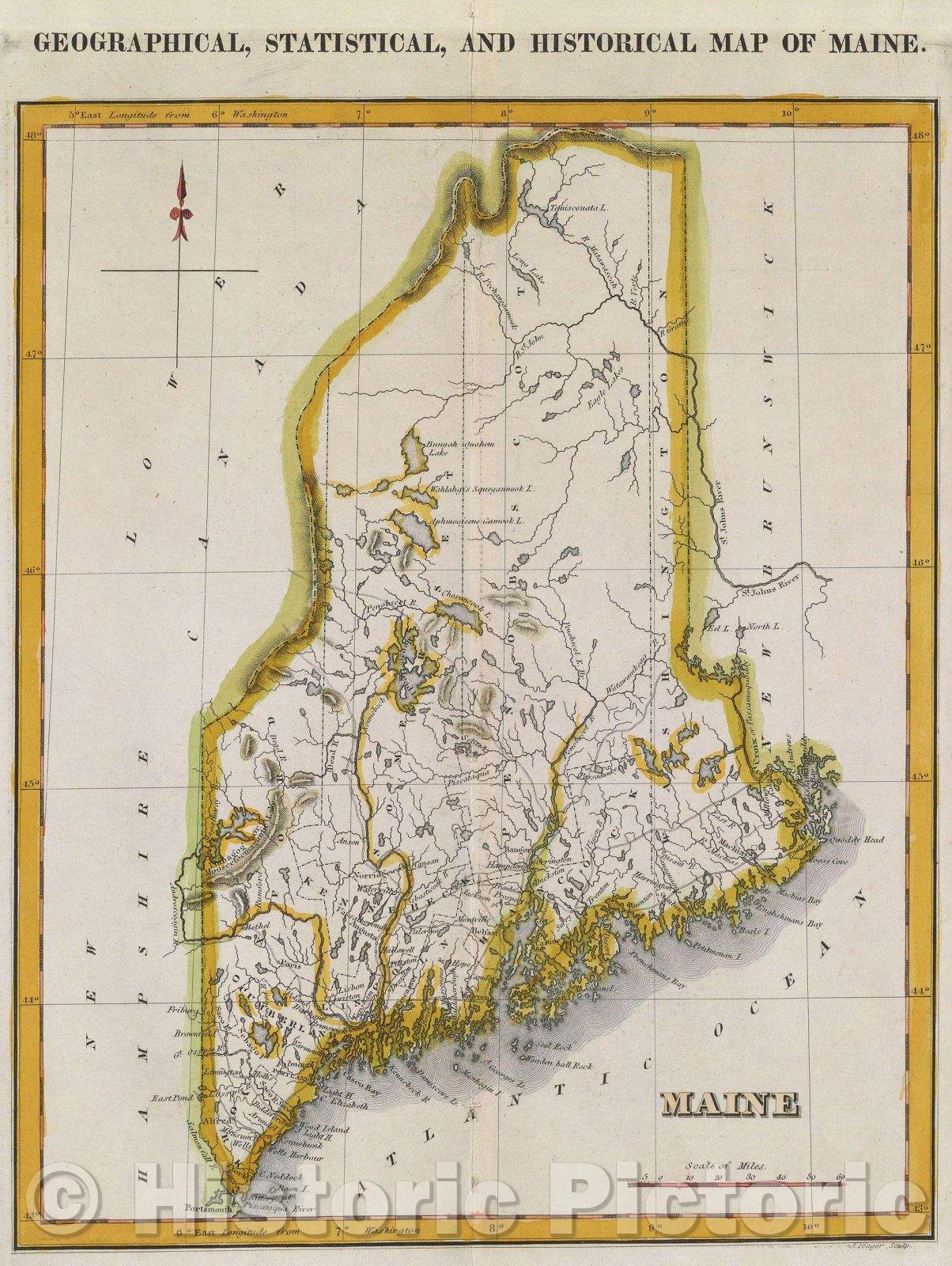 Historic Map : Geographical, Statistical, and Historical Map of Maine ...