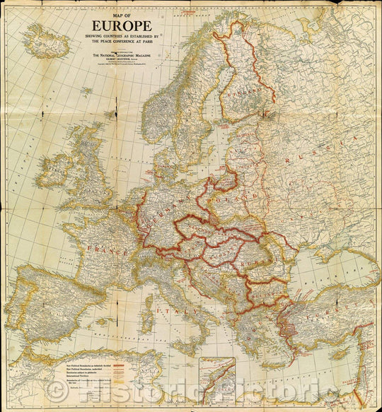 Historic Map : Map of Europe showing countries as established by the P ...