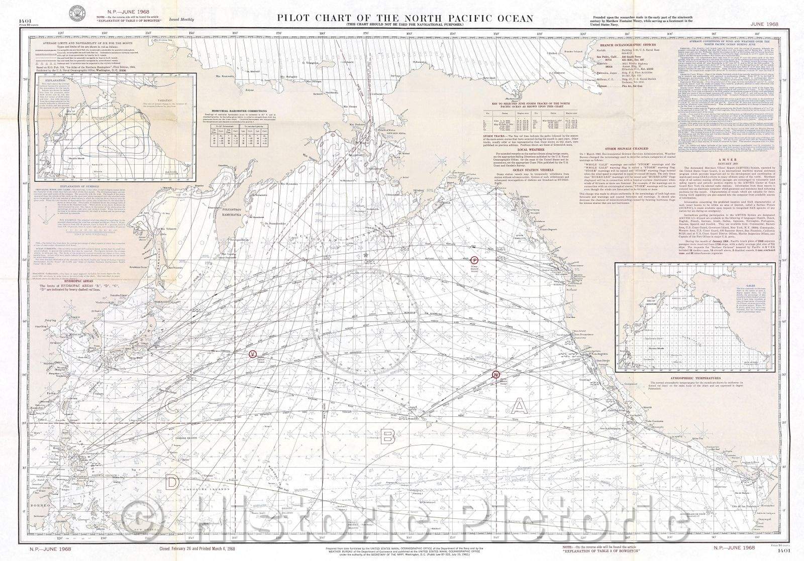 Historic Map : Pilot Chart of the North Pacific Ocean, 1968 , Vintage ...
