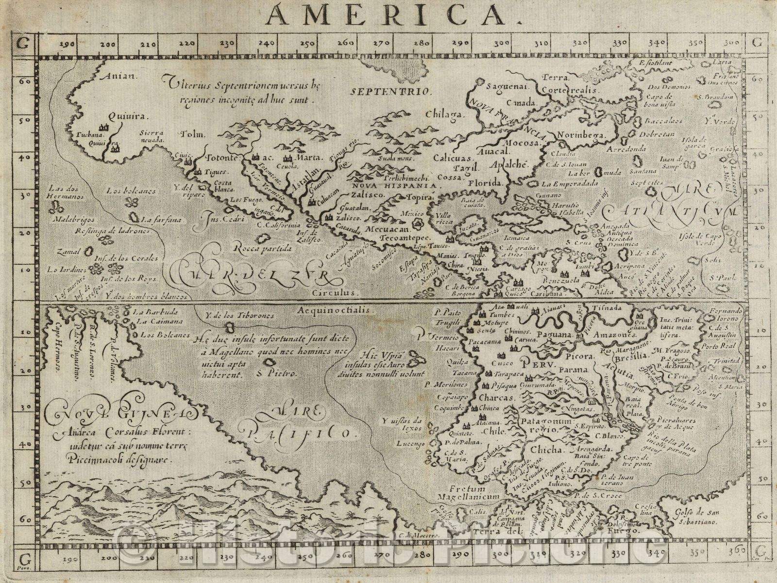 Historic Map : America, 1600 , Vintage Wall Art – Historic Pictoric