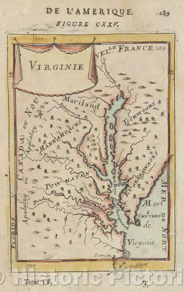 Historic Map : Virginie, 1683 , Vintage Wall Art - Historic Pictoric