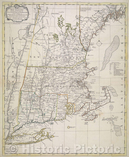 Historic Map : A Map of the most inhabited part of New England, contai ...