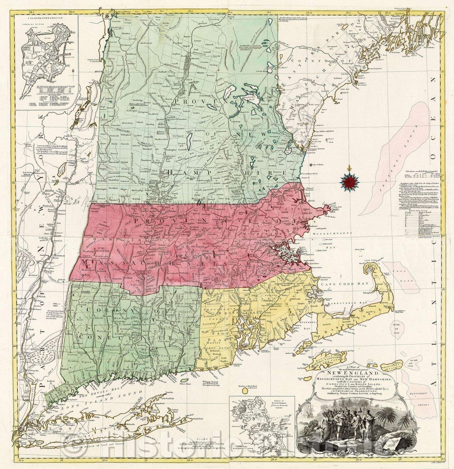Historic Map : A Map of the most Inhabited part of New England, contai ...