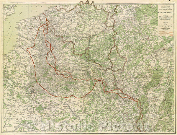 Historic Map : Hammond's Large Scale War Map of the Western Front, 191 ...