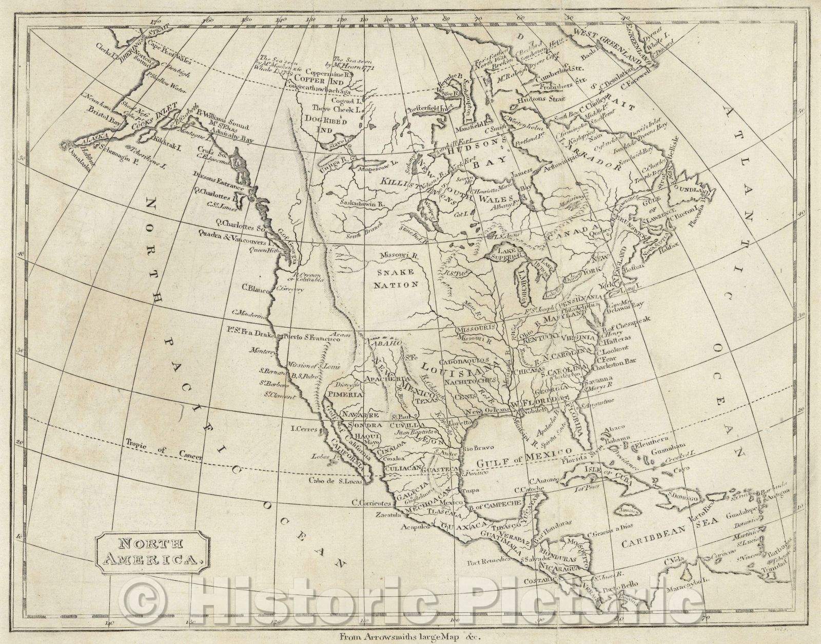 Historic Map : North America, 1810 , Vintage Wall Art – Historic Pictoric