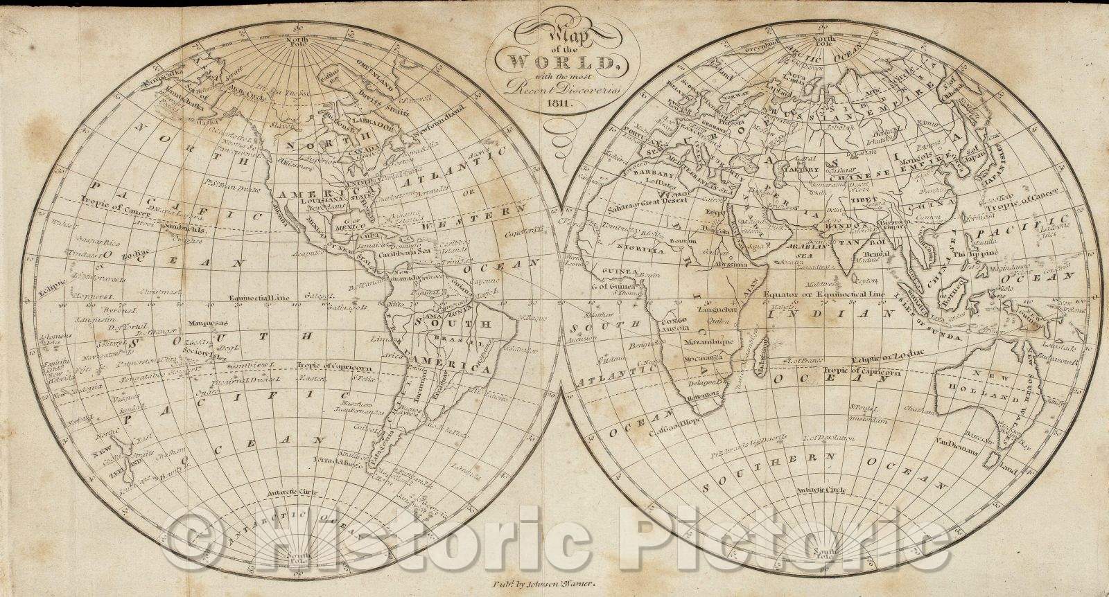 Historic Map : Map of the World, with the most Recent Discoveries, 181 ...