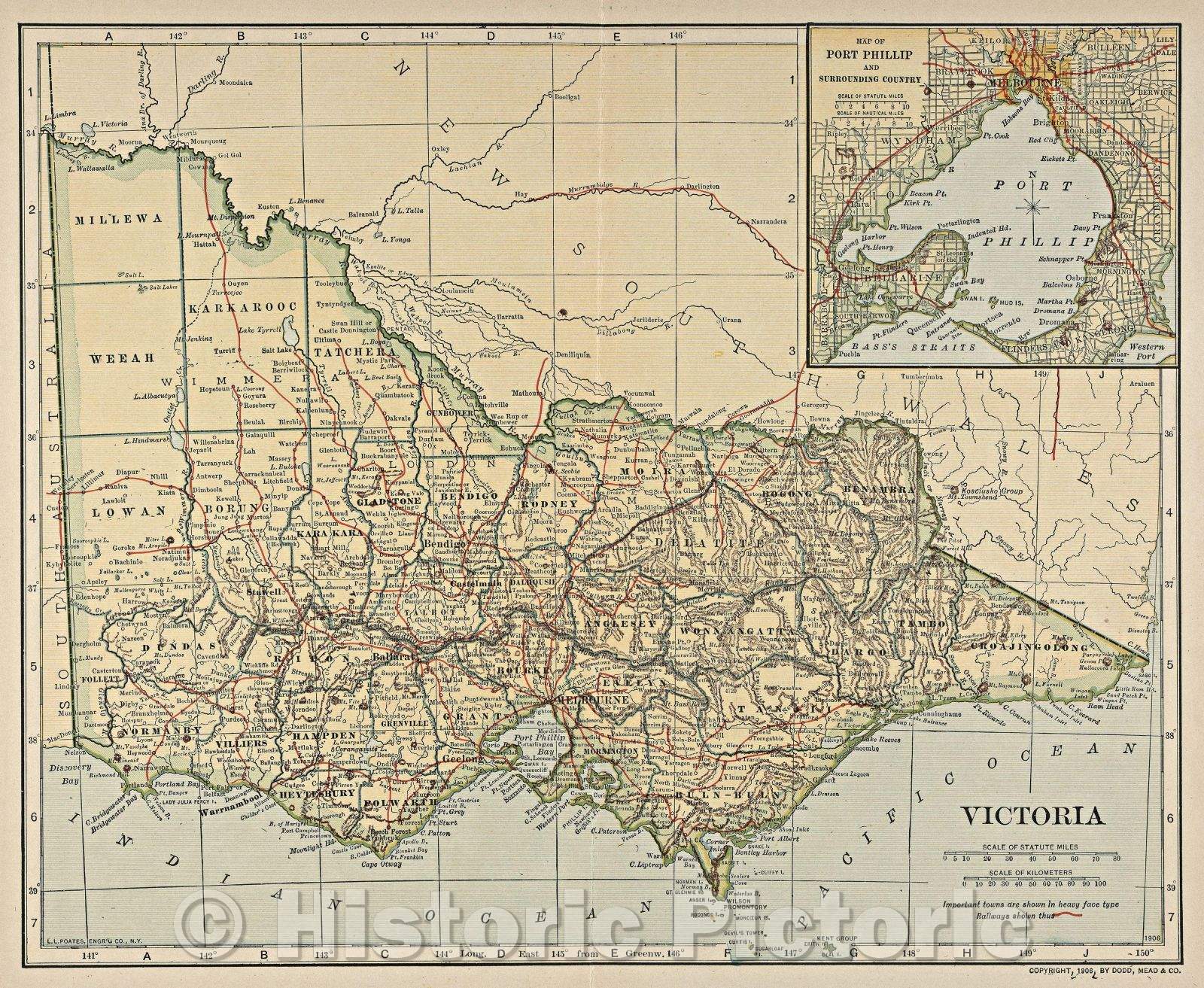 Historic Map : Victoria, 1906 , Vintage Wall Art – Historic Pictoric