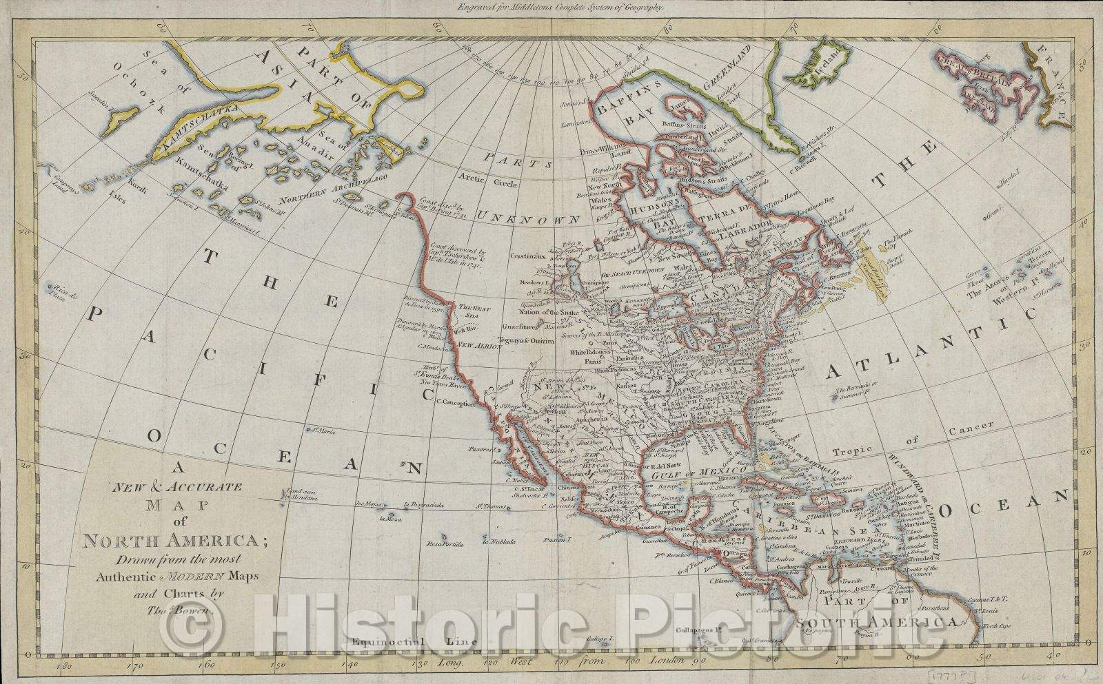 Historic Map : A New and Accurate Map of North America; Drawn from the ...