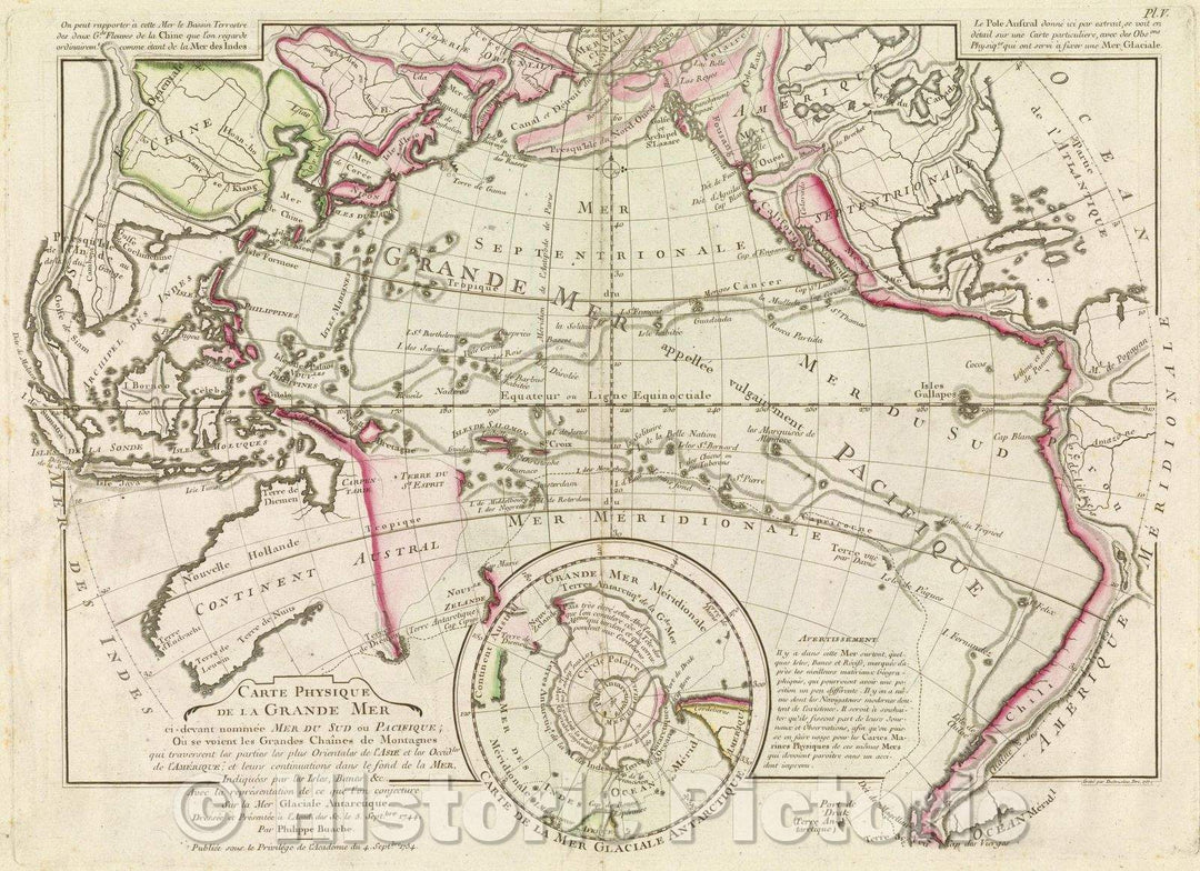 Historic Map : Carte physique de la Grande Mer ci-devant nommee Mer du ...