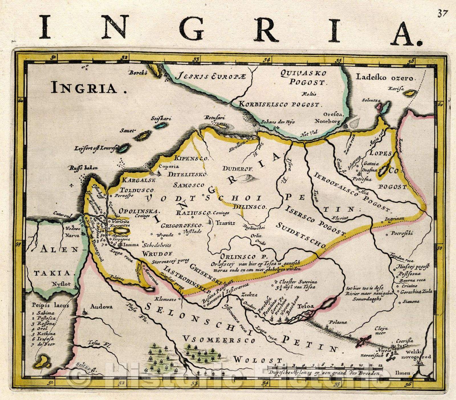 Historic Map : Ingria., c. 1664 , Vintage Wall Art – Historic Pictoric