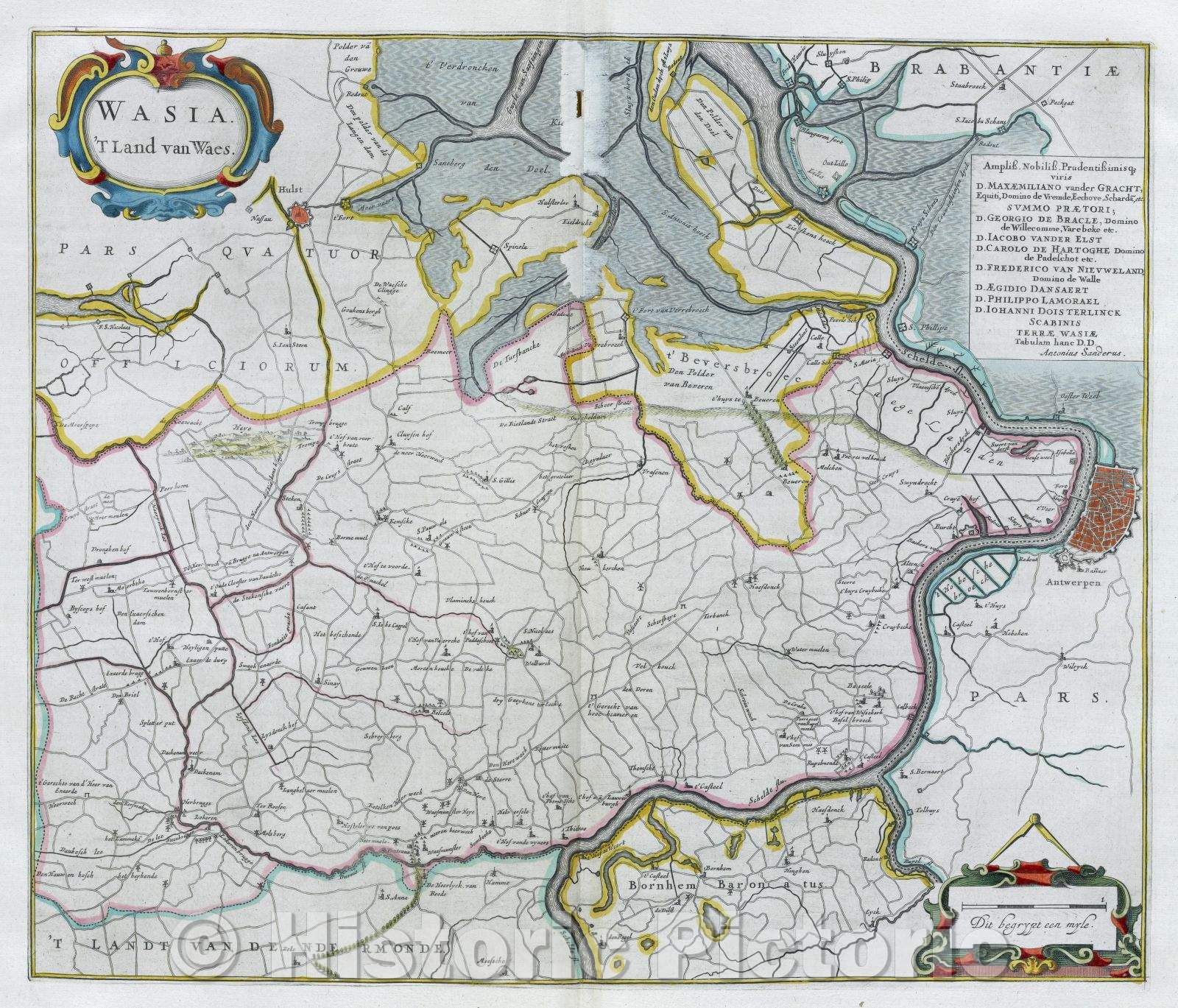 Historic Map : Wasia. 'T Land Van Waes., c. 1664 , Vintage Wall Art ...
