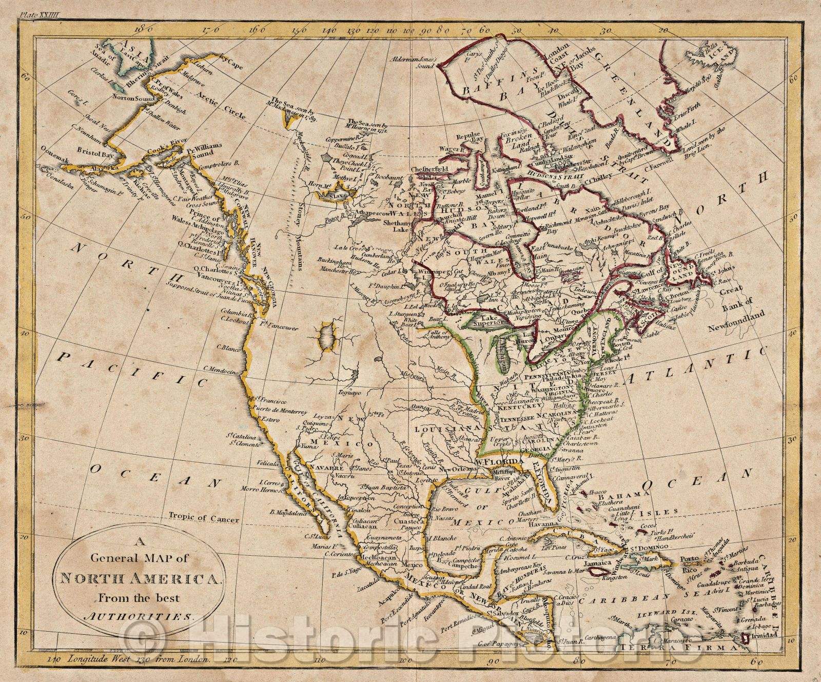Historic Map : A General Map of North America from the best Authoritie ...