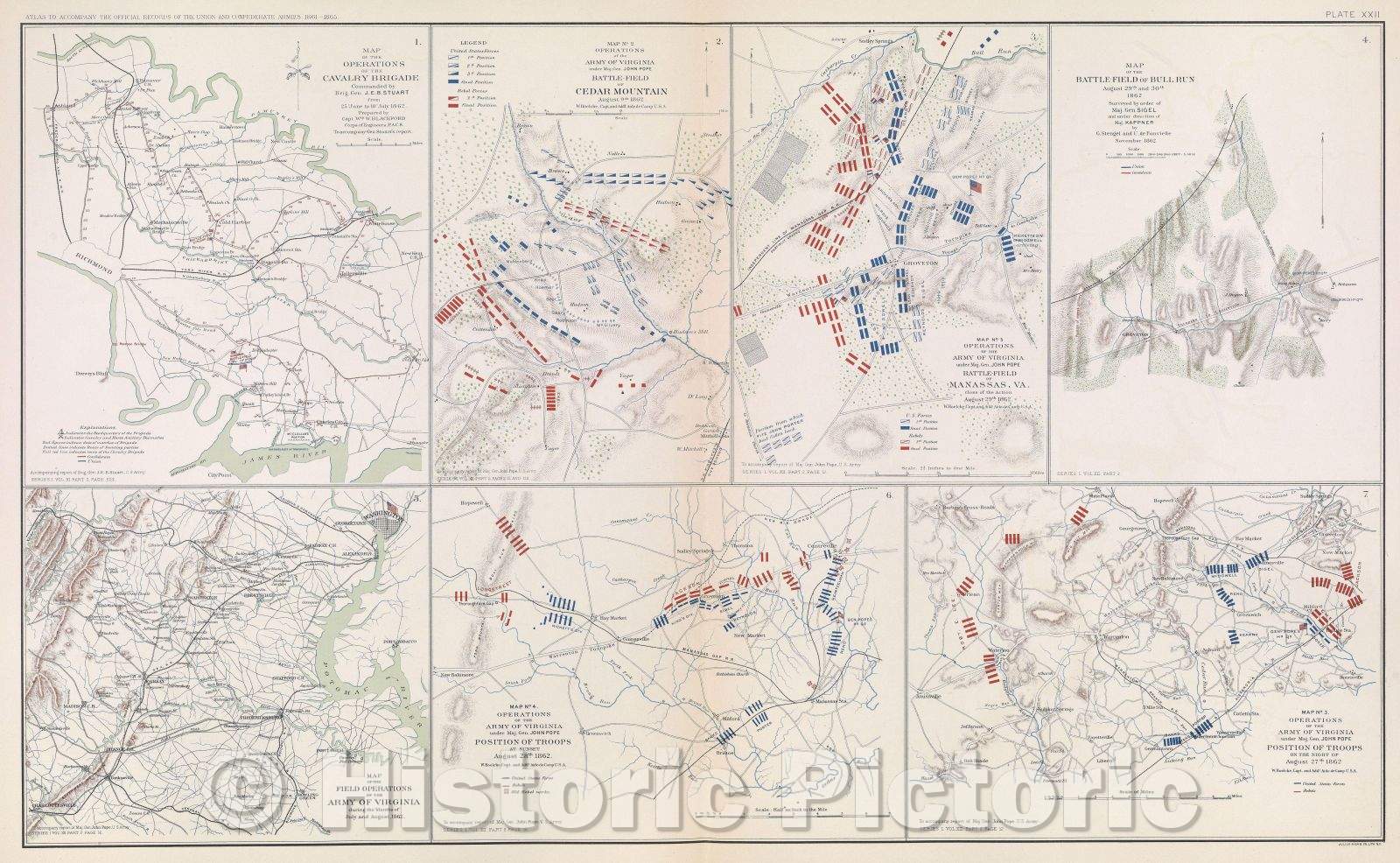 Historic Map : Map of the operations of the cavalry brigade commanded ...