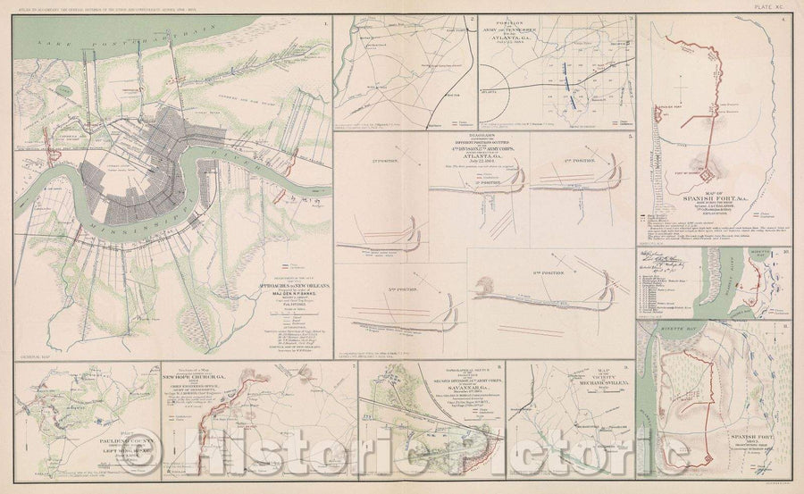 Historic Map : Department of the Gulf. Map No. 5. Approaches to New Or ...
