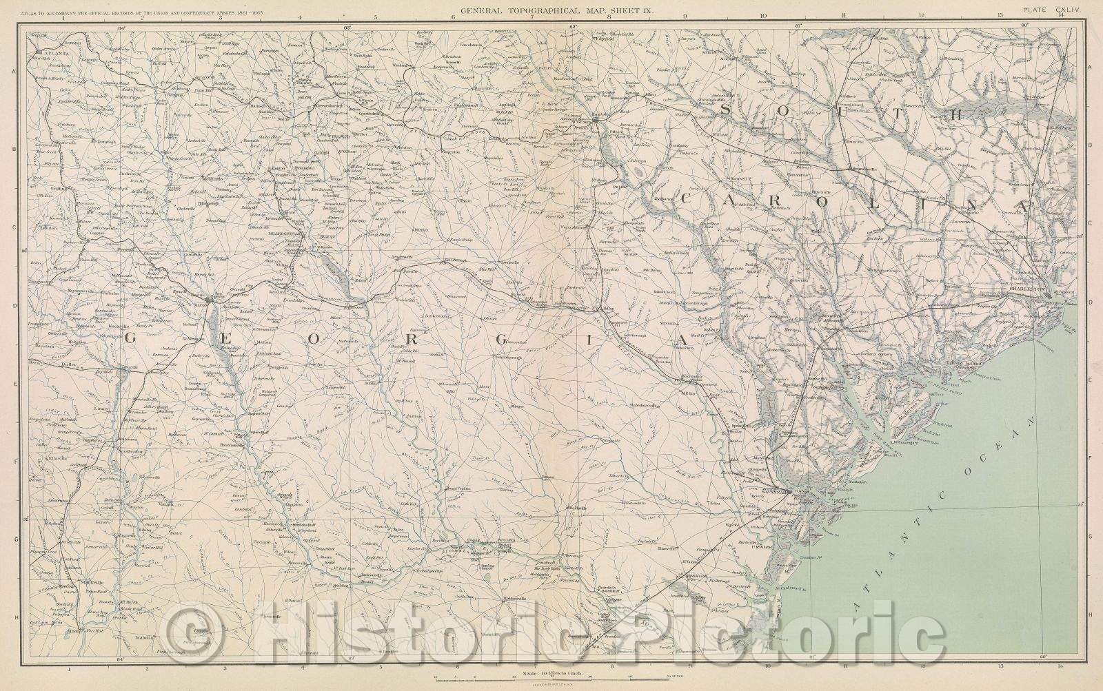 Historic Map : General Topographical Map. Sheet IX., 1891 , Vintage Wa ...