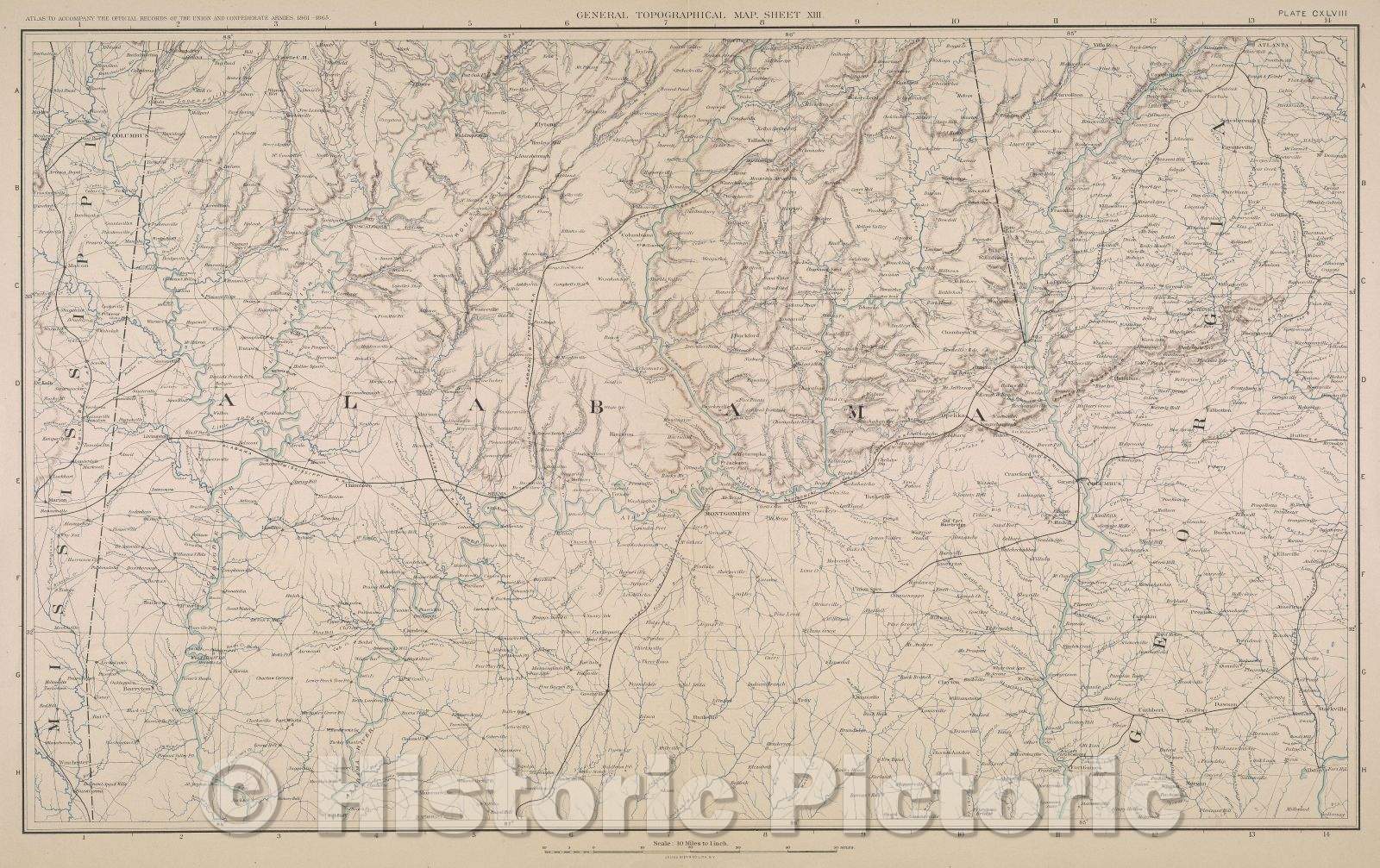 Historic Map : General Topographical Map. Sheet XIII., 1891 , Vintage ...
