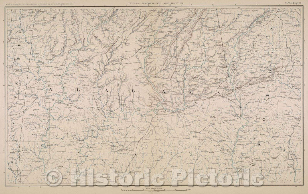 Historic Map : General Topographical Map. Sheet XIII., 1891 , Vintage ...