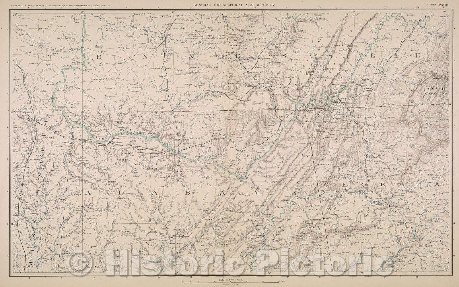 Historic Map : General Topographical Map. Sheet XIV., 1891 , Vintage W ...