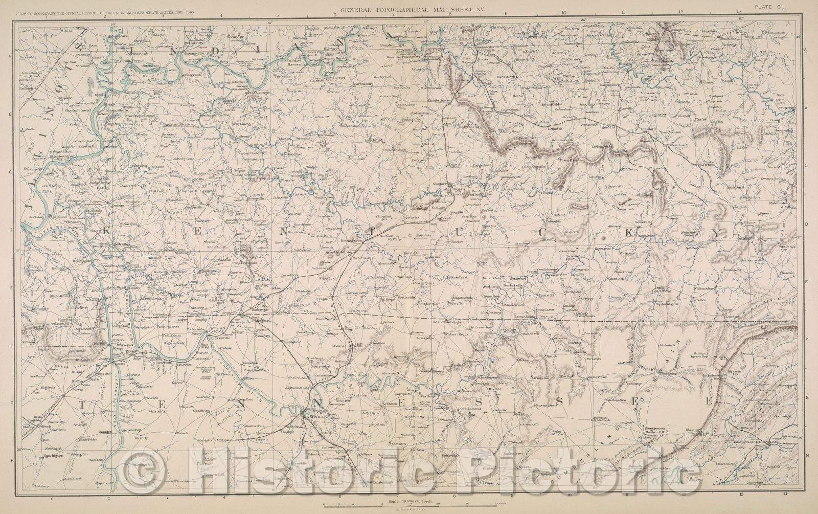 Historic Map : General Topographical Map. Sheet XV., 1891 , Vintage Wa ...