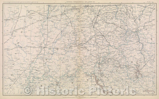 Historic Map : General Topographical Map. Sheet XVI., 1891 , Vintage W ...